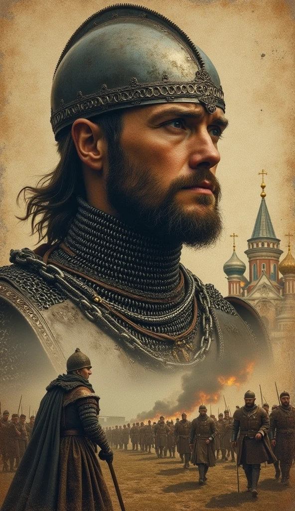 A dramatic collage of Prince Iziaslav Mstislavich’s life. In the center ...