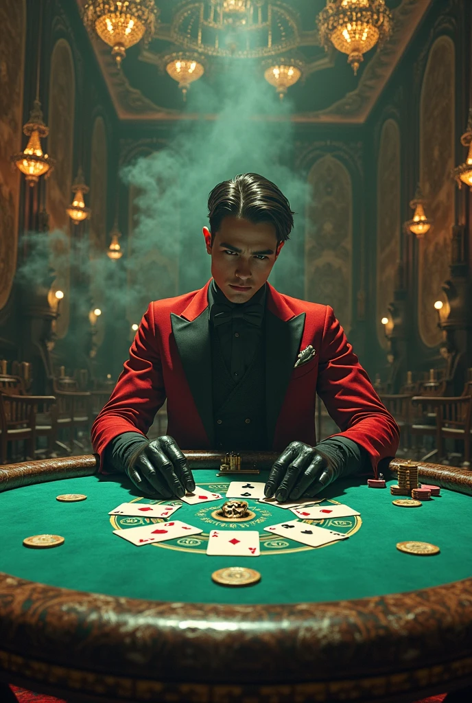 *A young gentleman in a bloodstone-red smoking jacket lounges at a ...