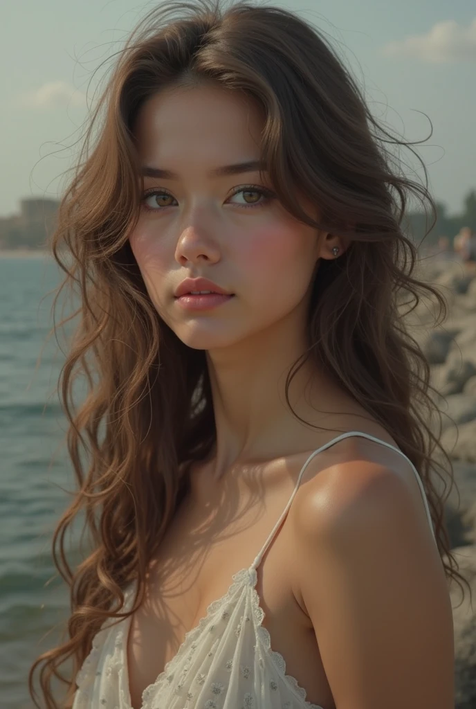Straight haired brunette woman - SeaArt AI