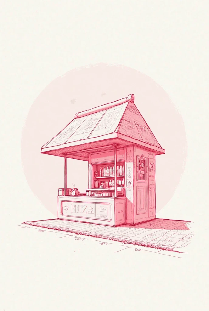 Generated a cute pink stall of a crepe business in a blueprint form ...