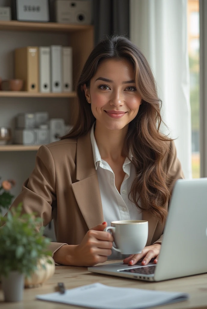 A lady virtual Assistant looks relaxed and in control. Their desk is ...
