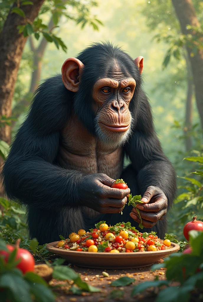 Chimpanzee making food - SeaArt AI