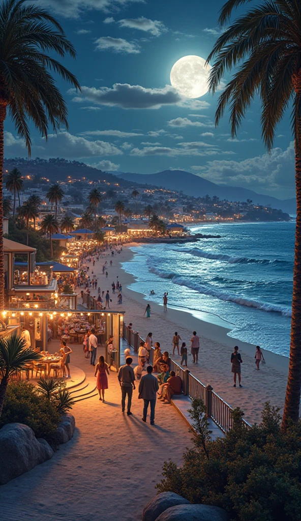 Capture the night atmosphere of Malibu with its beautiful beaches and ...