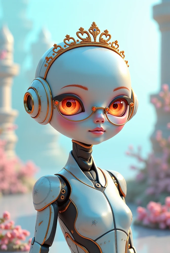 Protogen female, cute circular glasses, princess tiara - SeaArt AI