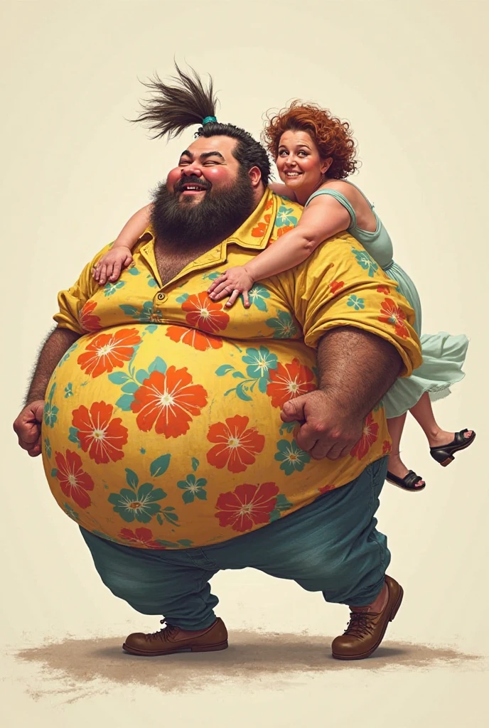 I want a picture of a fat man with a very big belly wearing a funny ...