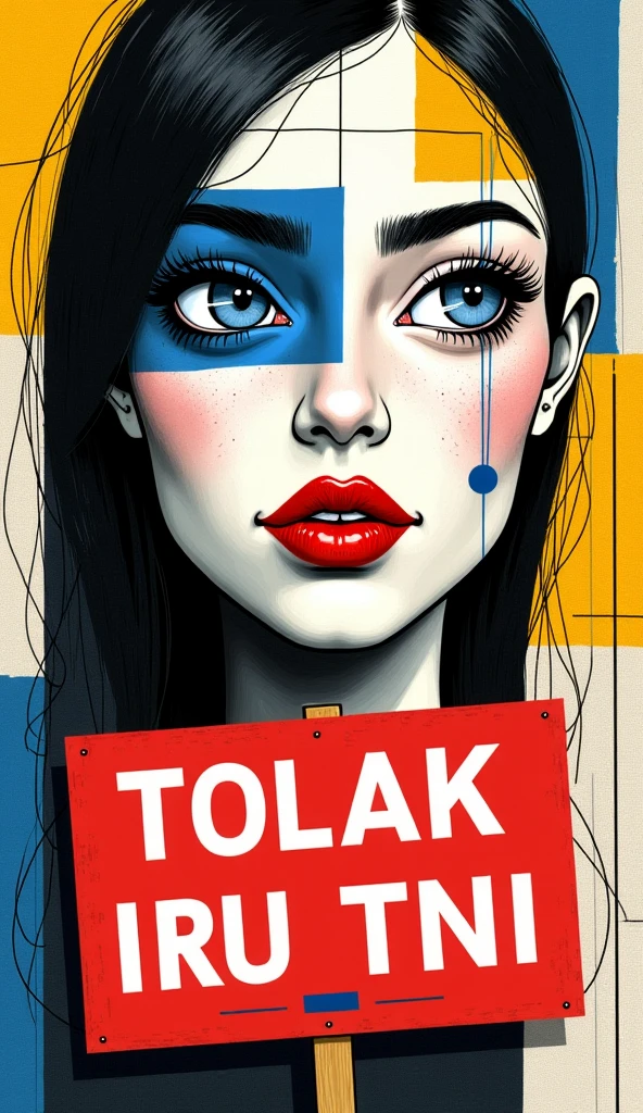 "An abstract and surreal digital illustration of a woman's face - SeaArt AI