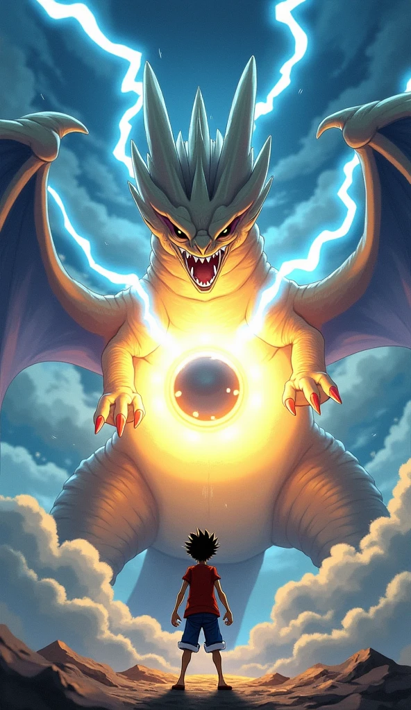 A cinematic anime-style illustration of the silver Pokéball striking ...