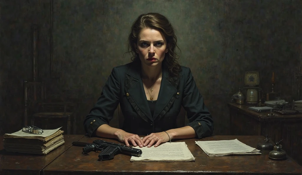 Hitler, sits alone in a room, her eyes scan her surroundings in a ...