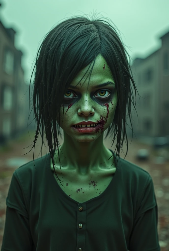 Zombie green skinned female adult - SeaArt AI