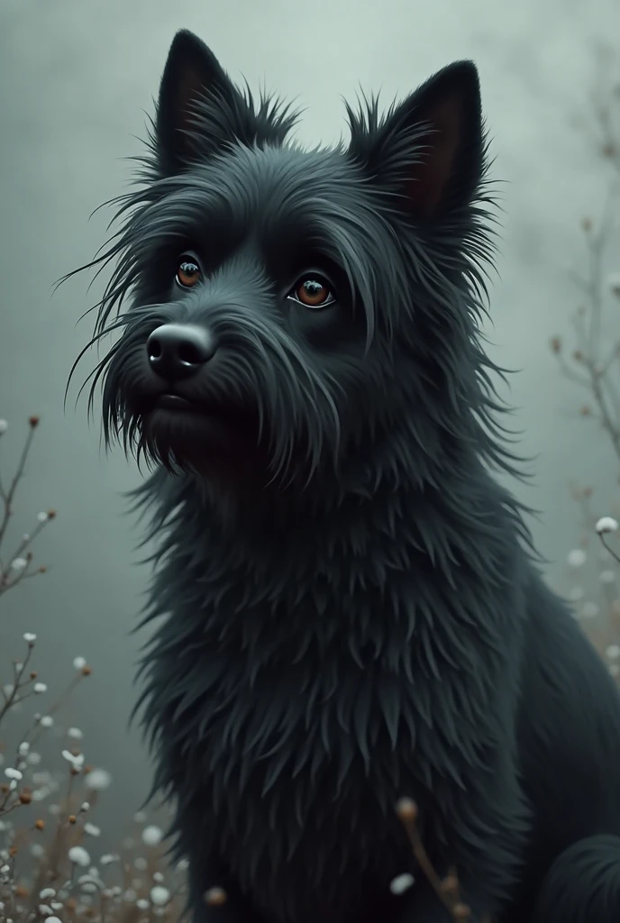 Emo dog with hair covering his eye - SeaArt AI