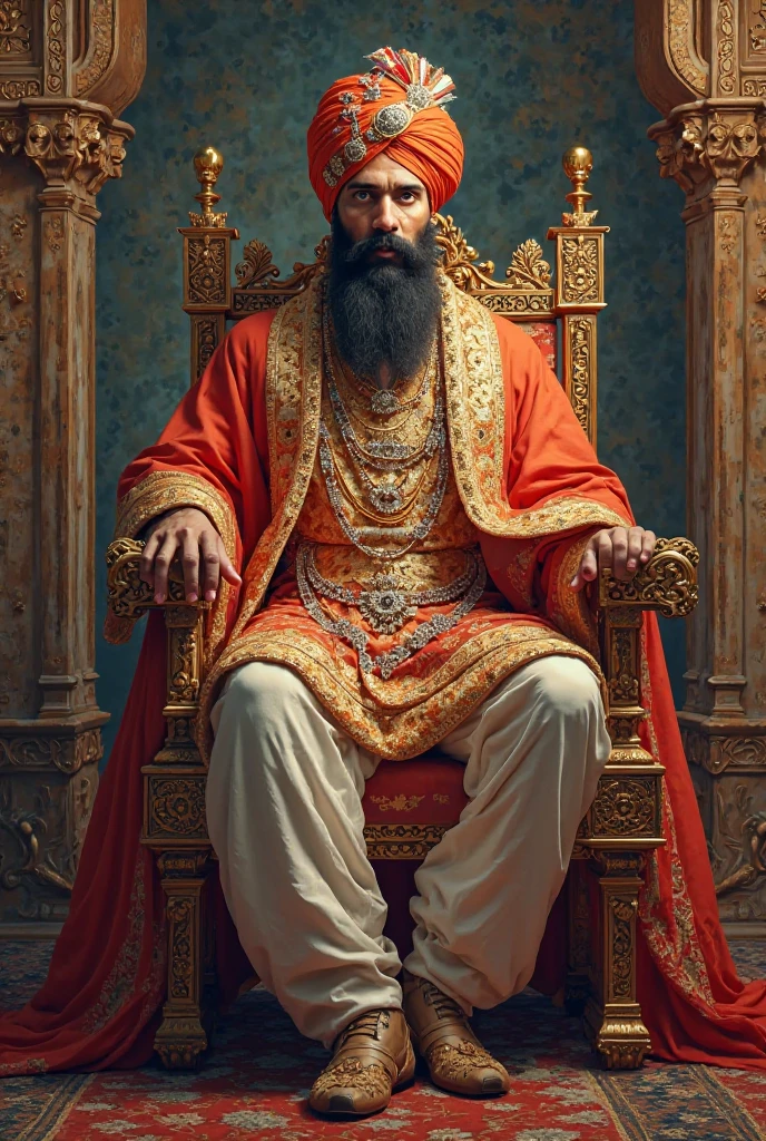 Maharaja ranjit singh (1780-1839) hi from khalsa raj in a royal frame - SeaArt AI