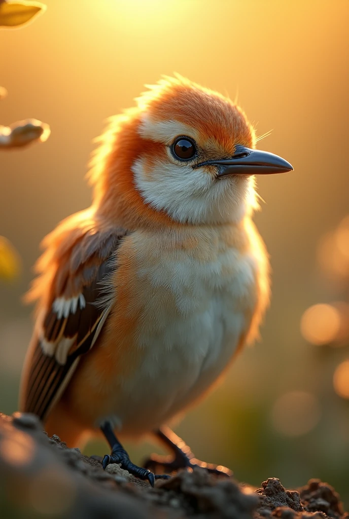 A mesmerizing close-up portrait of a gorgeous little bird illuminated ...