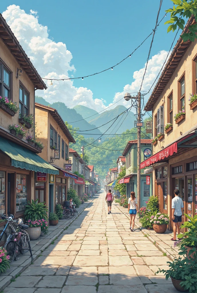 Ordinary city , simples, with small local businesses - SeaArt AI