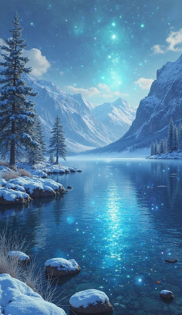 } Imagine a mythical scene where lake water is transformed into pure ...