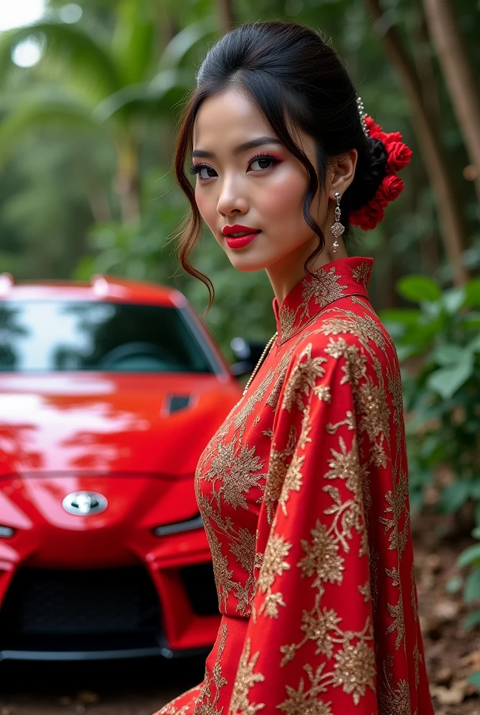 Toyota Supra with beautiful Indonesian girl - SeaArt AI