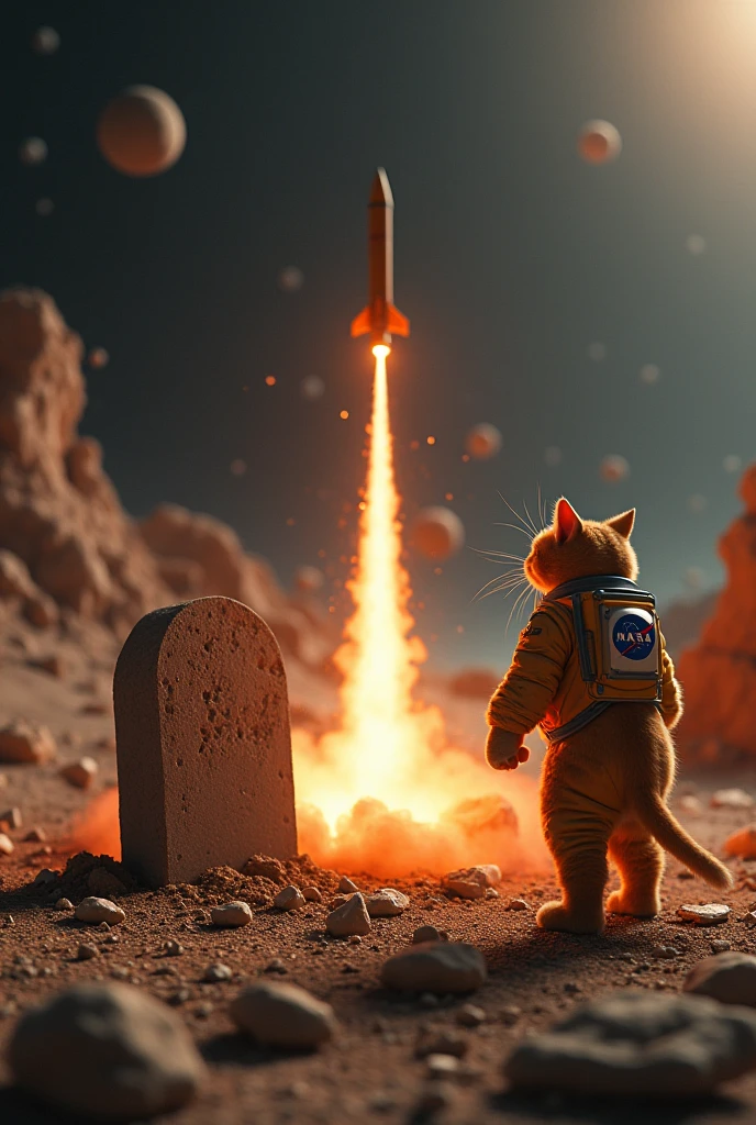 "The chubby orange cat, standing confidently on its legs in its NASA ...