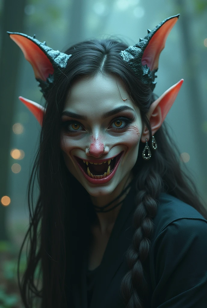 Replace the ears with elven ones and the teeth with sharp fangs and add ...