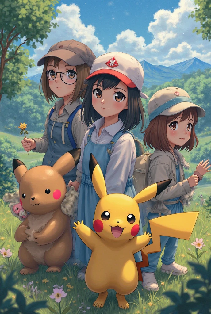 Draw a live-action picture of the Pokémon heroines - SeaArt AI