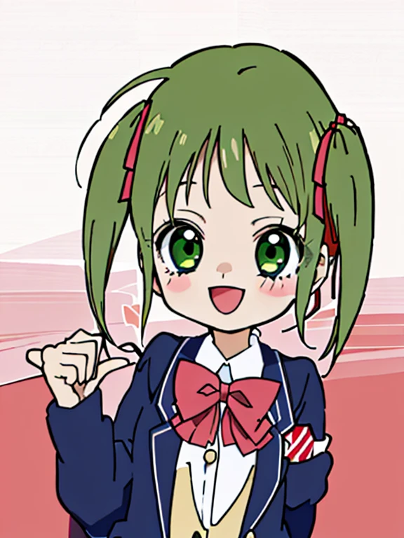 anime style, flat gyaru mix, full body, green twin tails, school ...