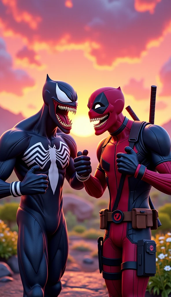 A cena é o venom e o deadpool, Laughing too much, They're dying of ...
