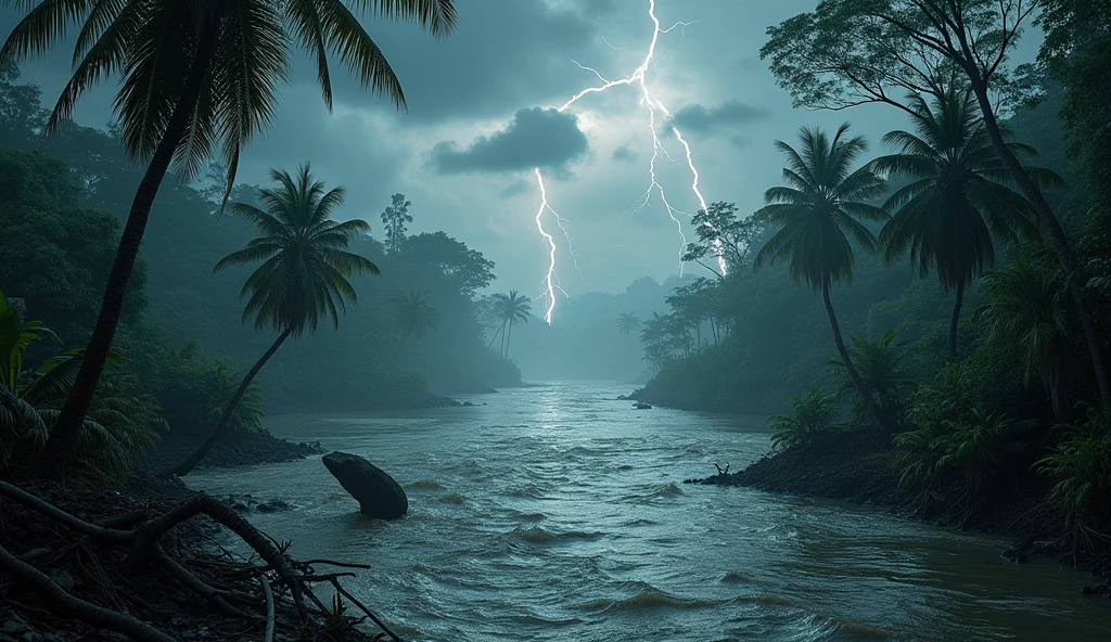 A once-calm river has turned into a raging force, swallowing everything ...