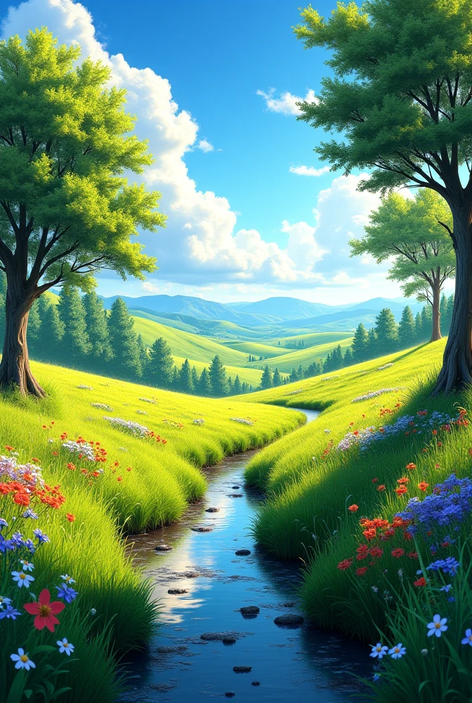 Realistic summer landscape - SeaArt AI