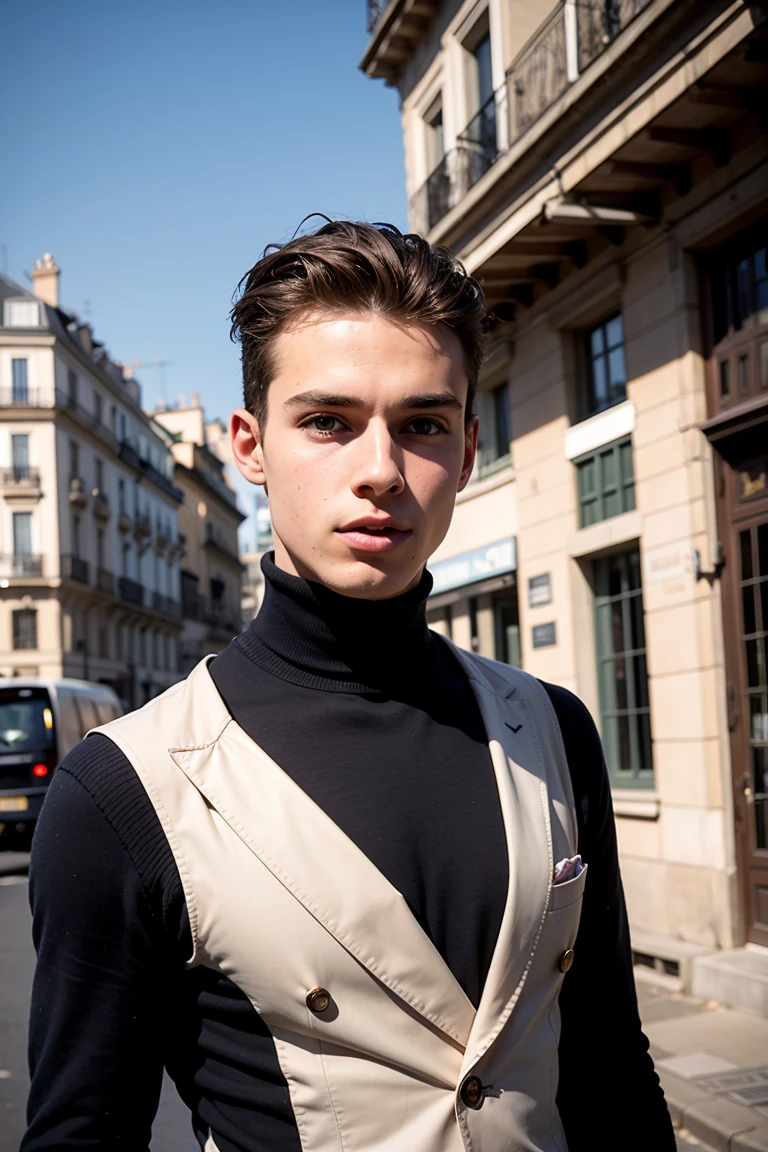 Portrait of a young man of Spanish appearance, 19 years old with ...
