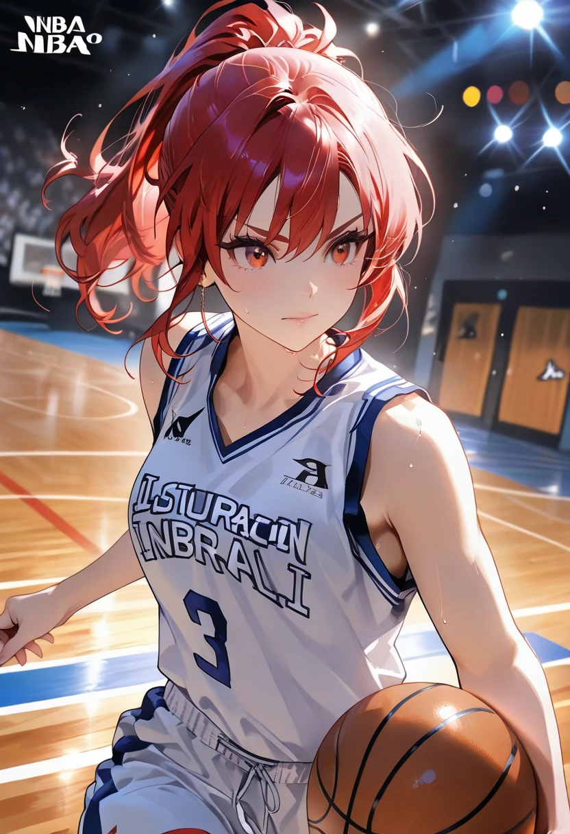 Insert the stylish logo of "Anime NBA" into the illustration - SeaArt AI