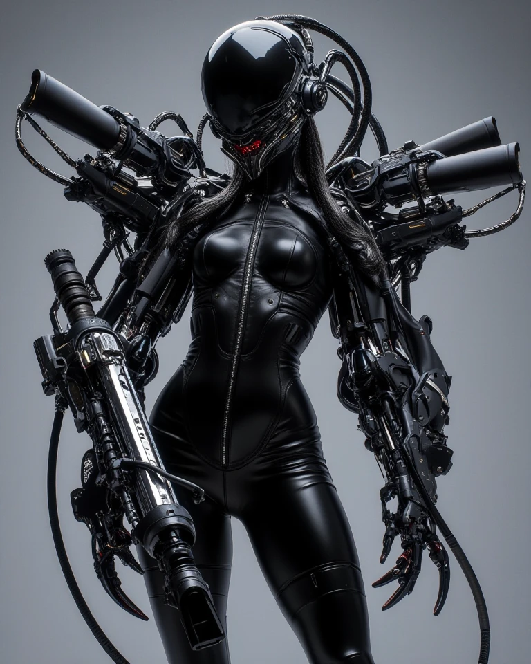 A ultra realistic arm-blaster canon mounted on arm gauntlets with tubes ...