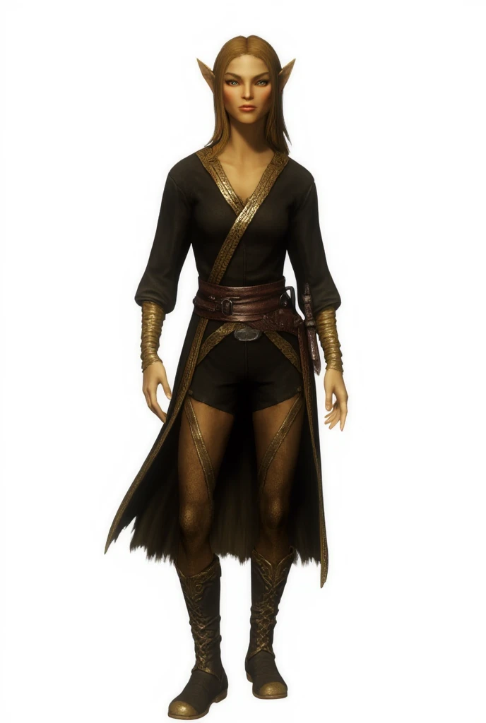 Golden-skinned elf, and light eyes, Full body, full body, fundo braco ...