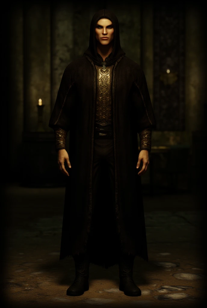 Golden-skinned elf, and light eyes, Full body, full body, fundo braco ...
