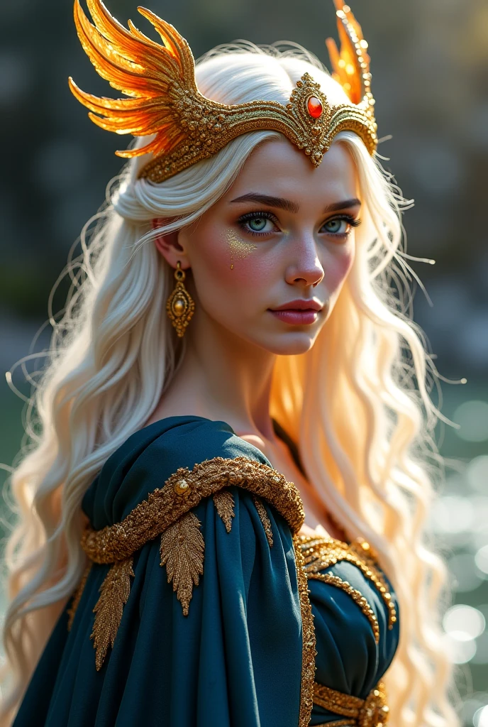 Queen Ariane of Ozil, pale skin with rosy cheeks, long platinum blonde ...