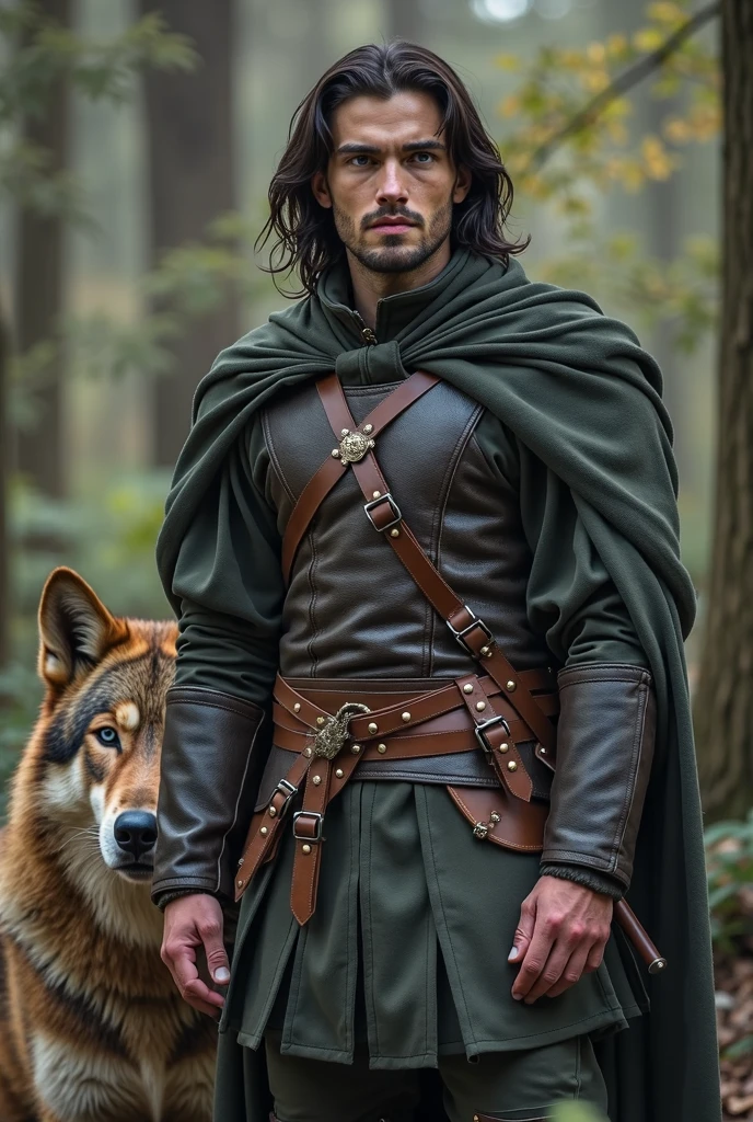 Handsome young man in his 20s, well muscled, and clad in medieval ...
