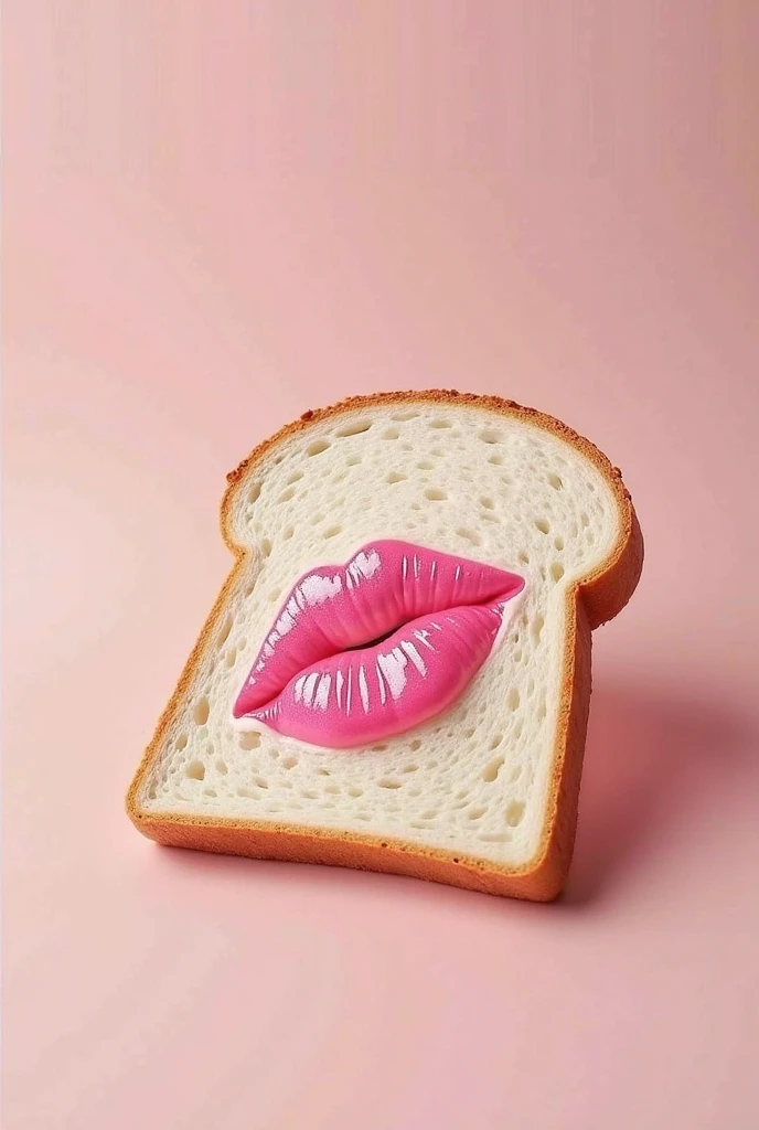 Piece of white bread with lip gloss spread across it - SeaArt AI