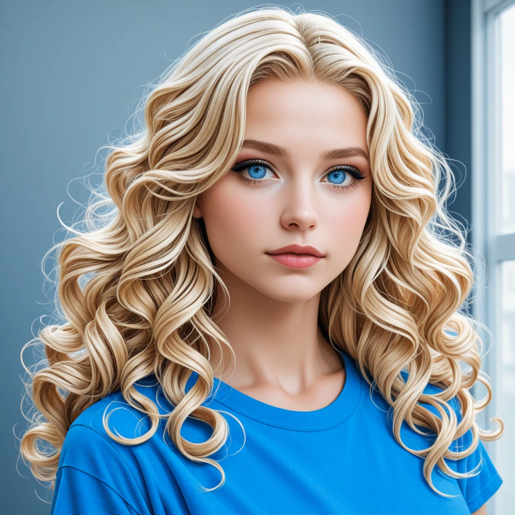 Gretchen, A light blond German woman with long wavy and curly hair ...