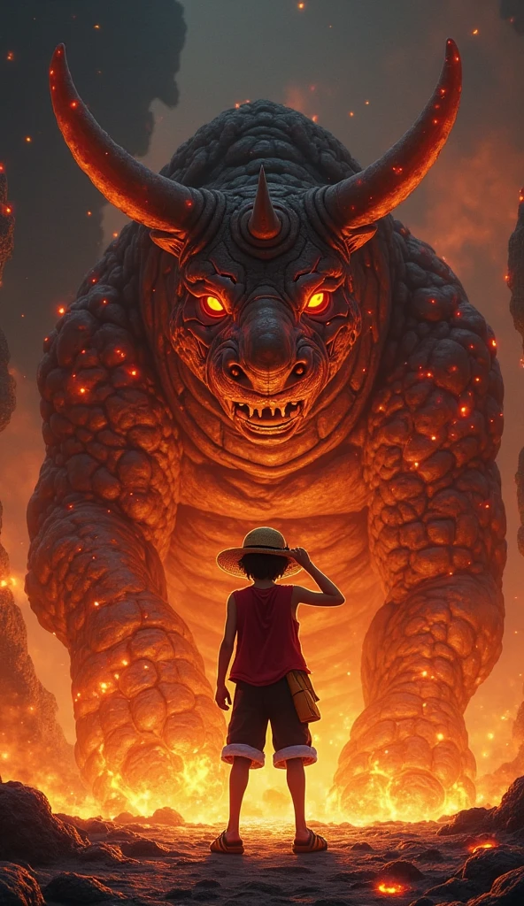 *"Monkey D. Luffy, now dressed in a bold red outfit with his signature ...