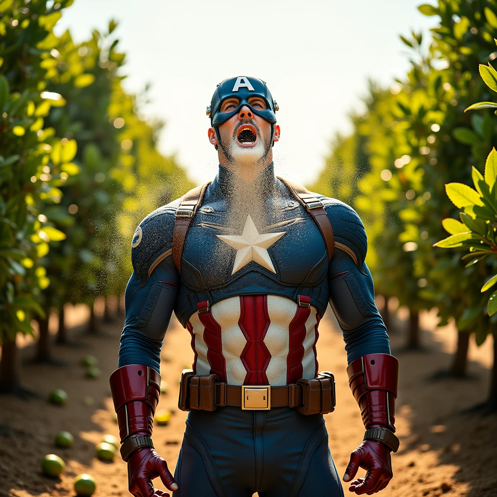 "A highly realistic image of Captain America standing in the middle of ...
