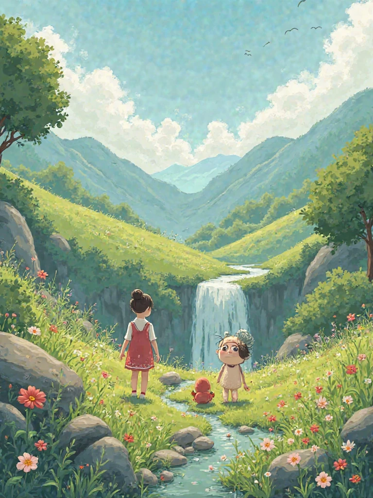 I want it with Ghibli style like cartoons - SeaArt AI