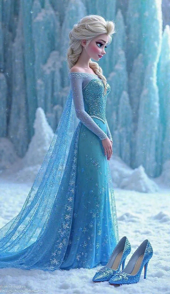 Na neve, Elsa sees a beautiful pair of blue high heels that SpongeBob ...
