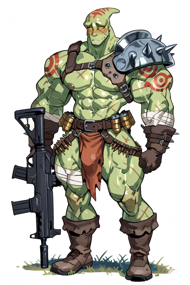 Space alien barbarian male, barbarian, handsome, Martian, green skin ...