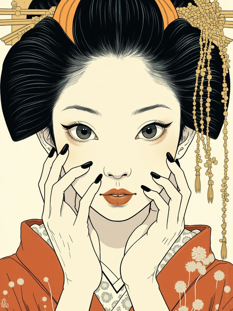 Woodblock print, Japanese woman, A geisha with beautiful geisha ...