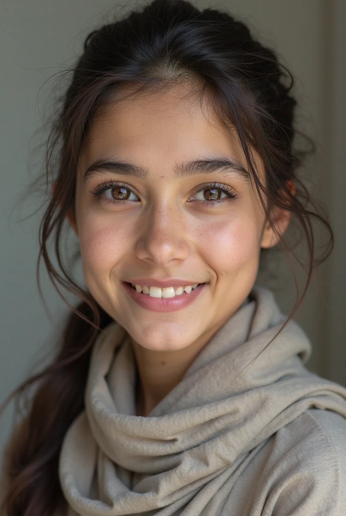 A Pakistani beautiful female student wearing hijab and bag smile on his ...