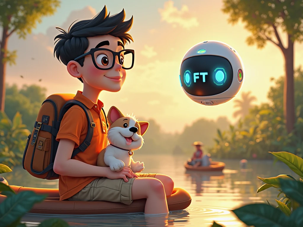 En, Kiki, and FriendAI Check-In at Can Tho During Flood Season - SeaArt AI