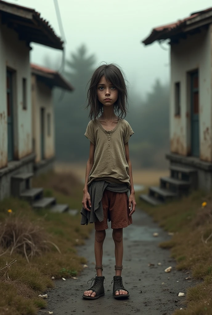 Sad and poor Romanian girl from a village - SeaArt AI
