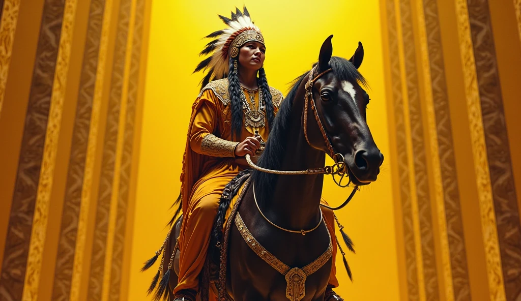 Indian chief dark horse luxury showroom yellow color - SeaArt AI