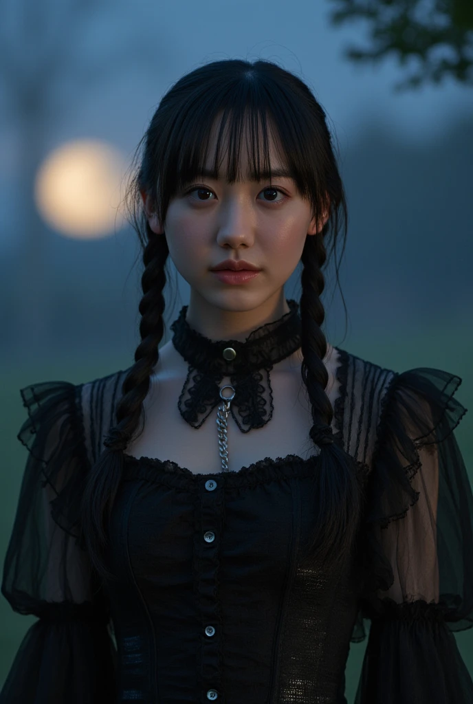 Woman in Gothic Dress,twin tails,Moonlit Night, movie light - SeaArt AI