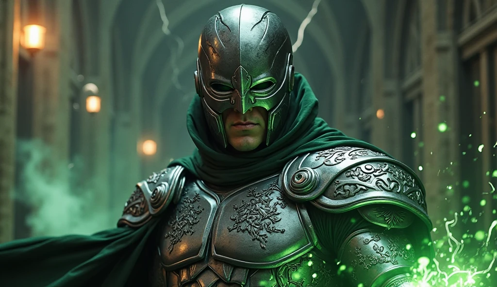 A cinematic live-action portrayal of Doctor Doom, played by Robert ...