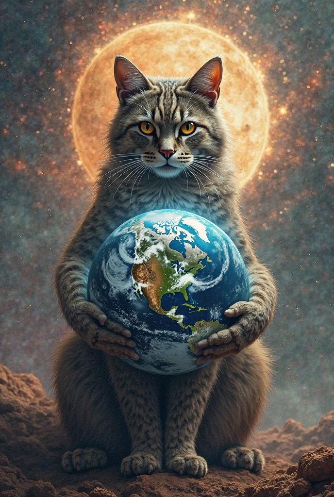Cat god with planet earth - SeaArt AI