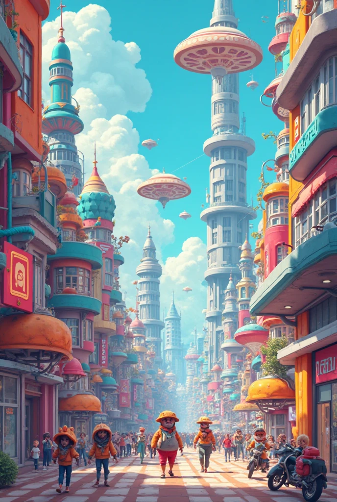 Futuristic city cartoon - SeaArt AI