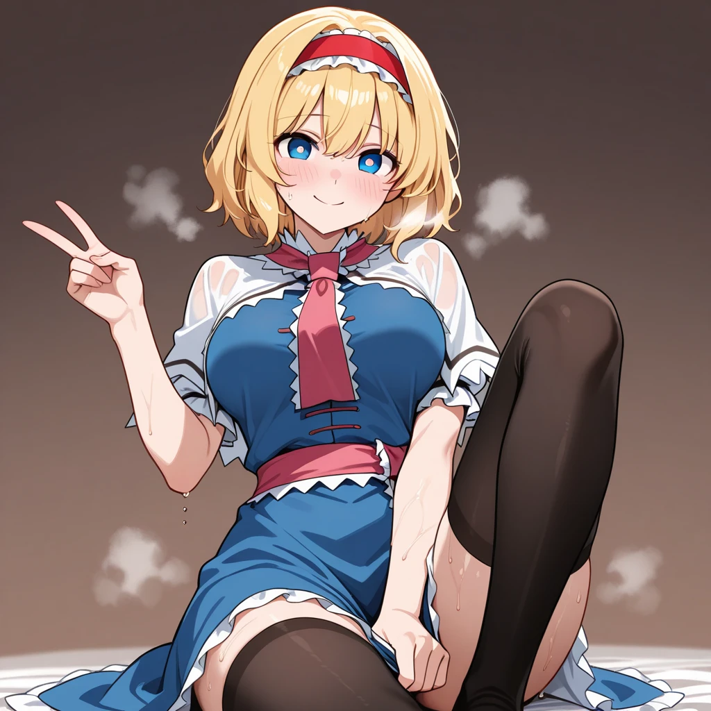 Alice margatroid,1girl,solo,slender,large breasts,black thighhighs - SeaArt AI